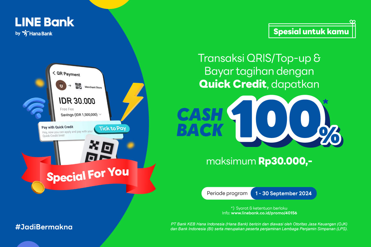 Promo Cashback Spesial - Quick Credit - LINE Bank